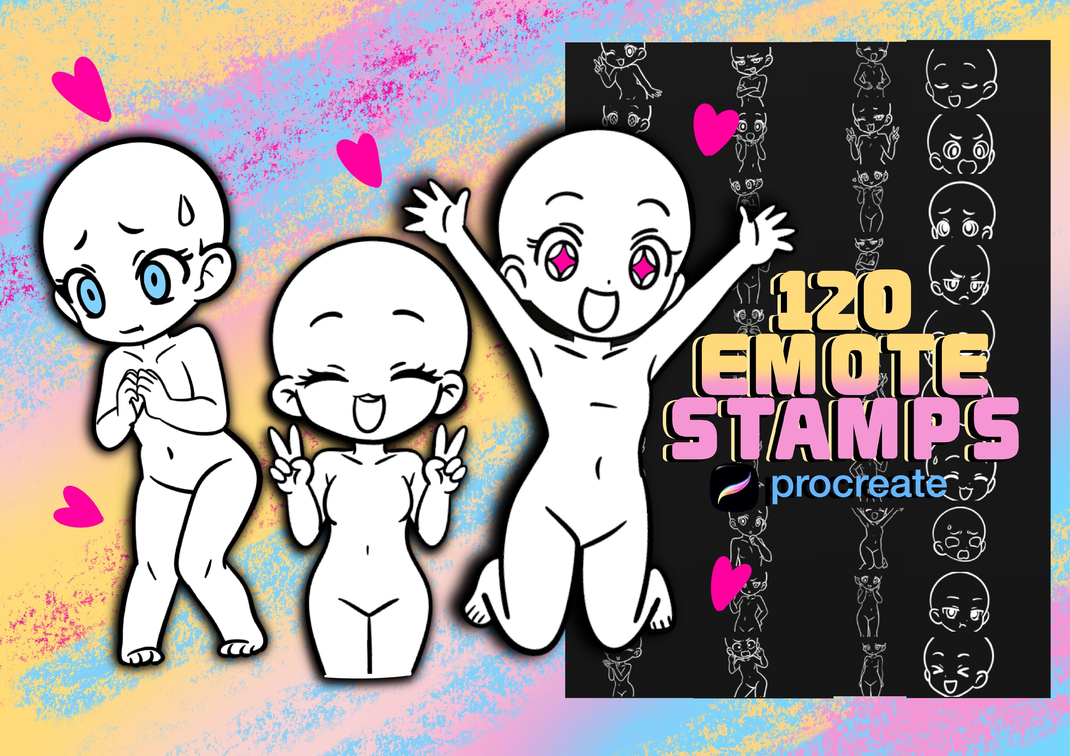 120 Cute Chibi Emote Stamps Graphic by Viktoria Scsoka · Creative Fabrica