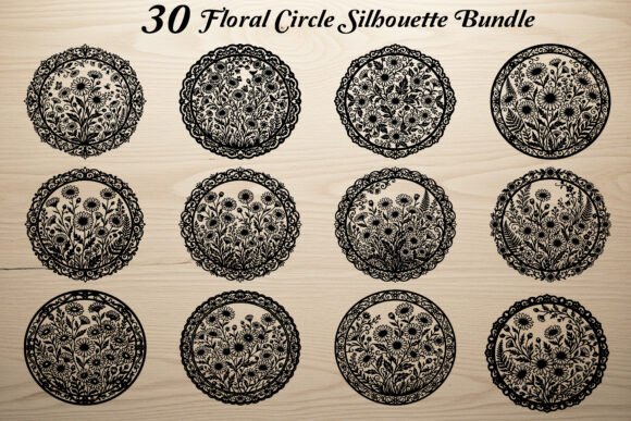 30 Floral Circle Silhouette Bundle Graphic by GFX_creative · Creative ...