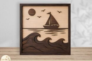3D Layered Sailboat Ocean SVG · Creative Fabrica