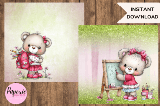 Back to School Bear Scrapbook Paper Graphic by PaperiePrintsCo ...