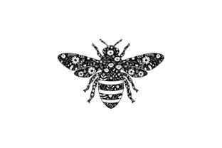 Bee Silhouette with Floral Pattern Graphic by theresumepark · Creative ...