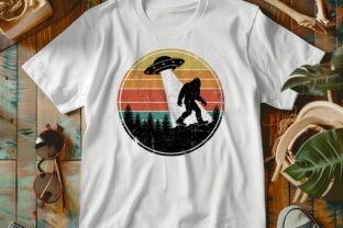 Bigfoot Ufo Abduction Retro Sunset Graphic by gregoraciiart · Creative ...