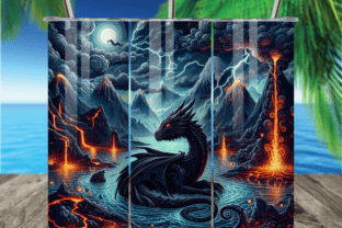 Black Volcanic Dragon Near Tumbler Wrap Graphic by Luna Prints ...