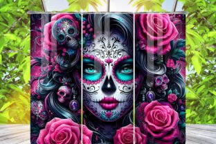 Catrina Skull Sugar Skull Tumbler Wrap Graphic by Art Zone · Creative ...