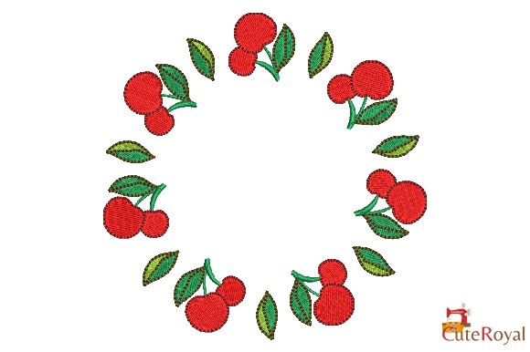 Cherry Wreath Embroidery · Creative Fabrica