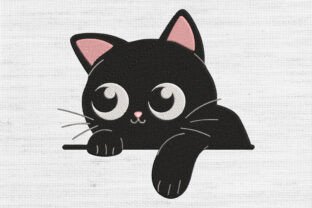 Cute Black Cat Embroidery Design · Creative Fabrica