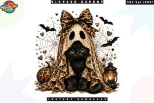 Cute Black Cat Ghost Costume PNG Graphic by Vintage Expert · Creative ...