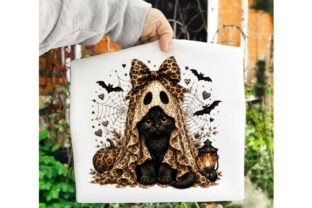 Cute Black Cat Ghost Costume PNG Graphic by Vintage Expert · Creative ...