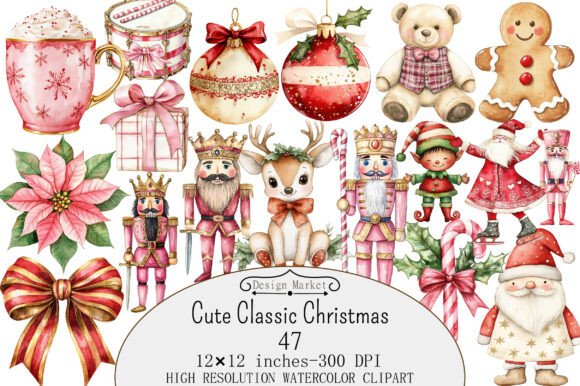 Cute Classic Christmas Clipart Graphic by Design Market · Creative Fabrica
