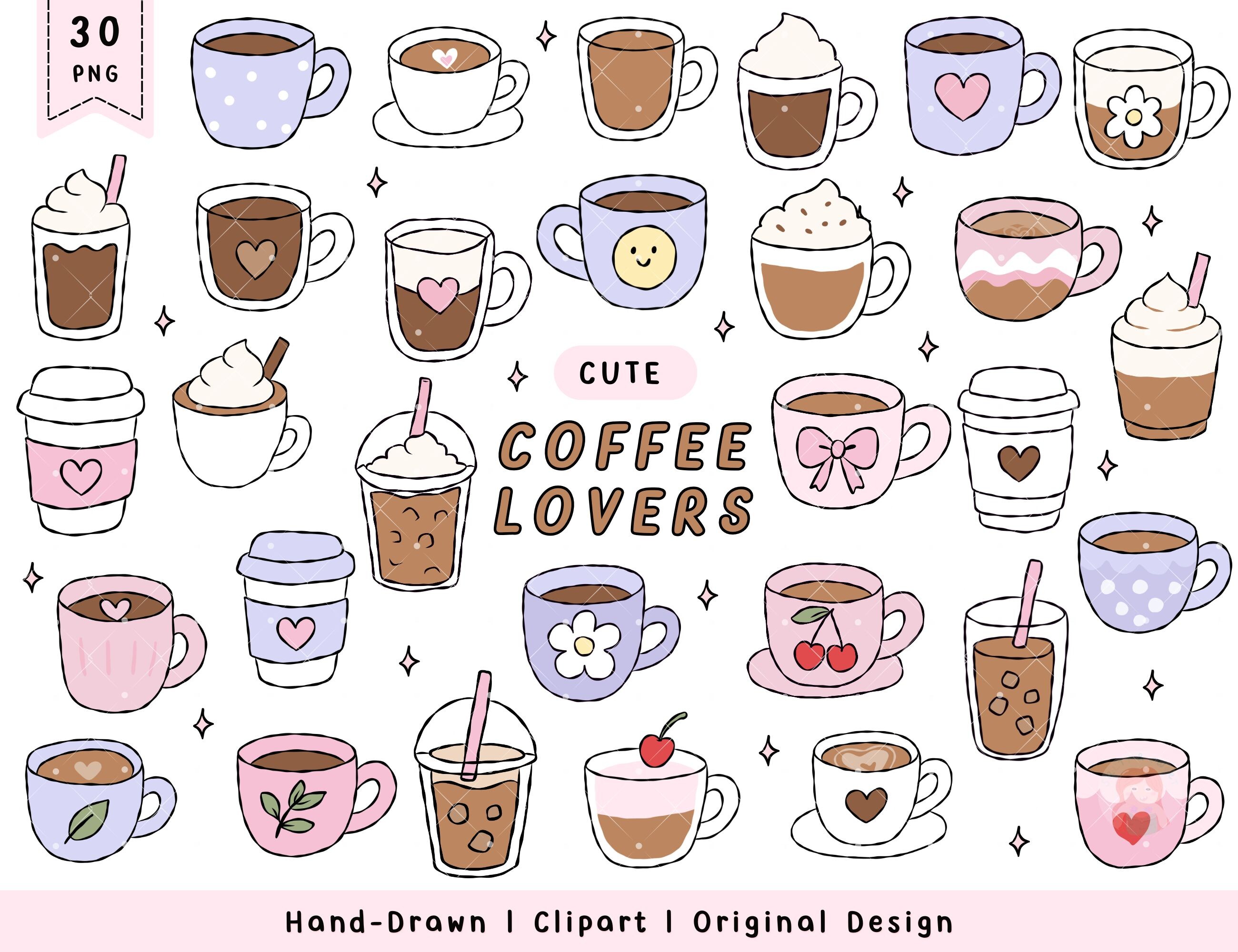 Cute Coffee Clipart PNG Coffee Lovers Graphic by Saltyarts · Creative ...
