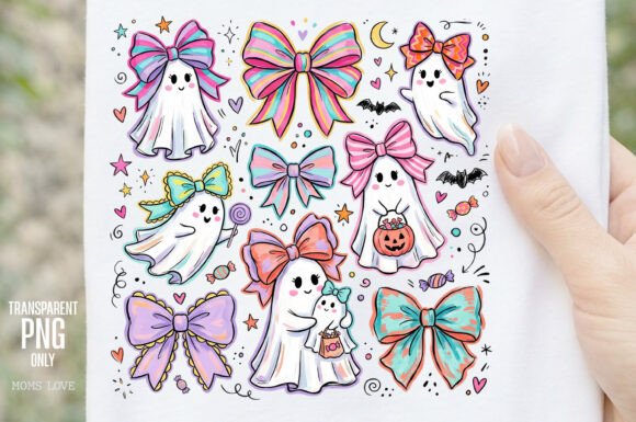 Cute Ghost Bows PNG Graphic by Moms Love · Creative Fabrica