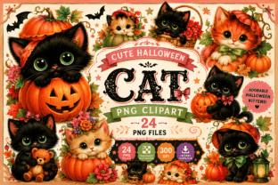 Cute Halloween Cat Png Clipart Graphic by Dreamshop · Creative Fabrica