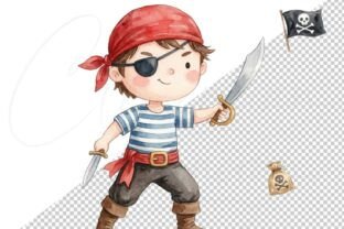 Cute Pirate Clipart PNG Set Graphic by clemencian · Creative Fabrica