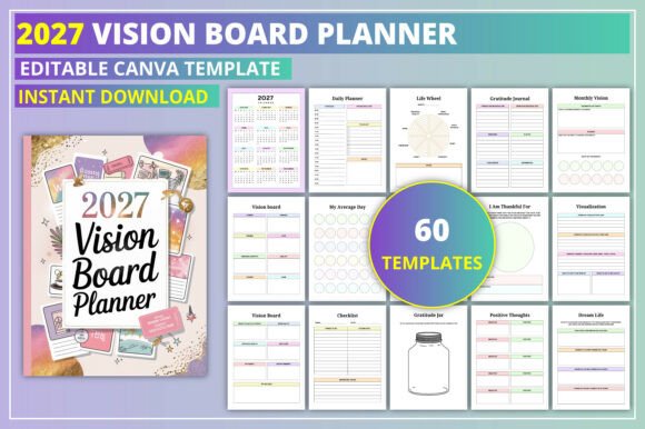 Editable 2027 Vision Board Planner Graphic by KDP GALLERY · Creative ...