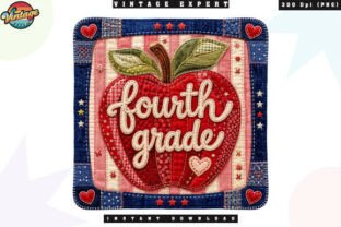 Fourth Grade Patchwork Apple PNG Graphic by Vintage Expert · Creative ...