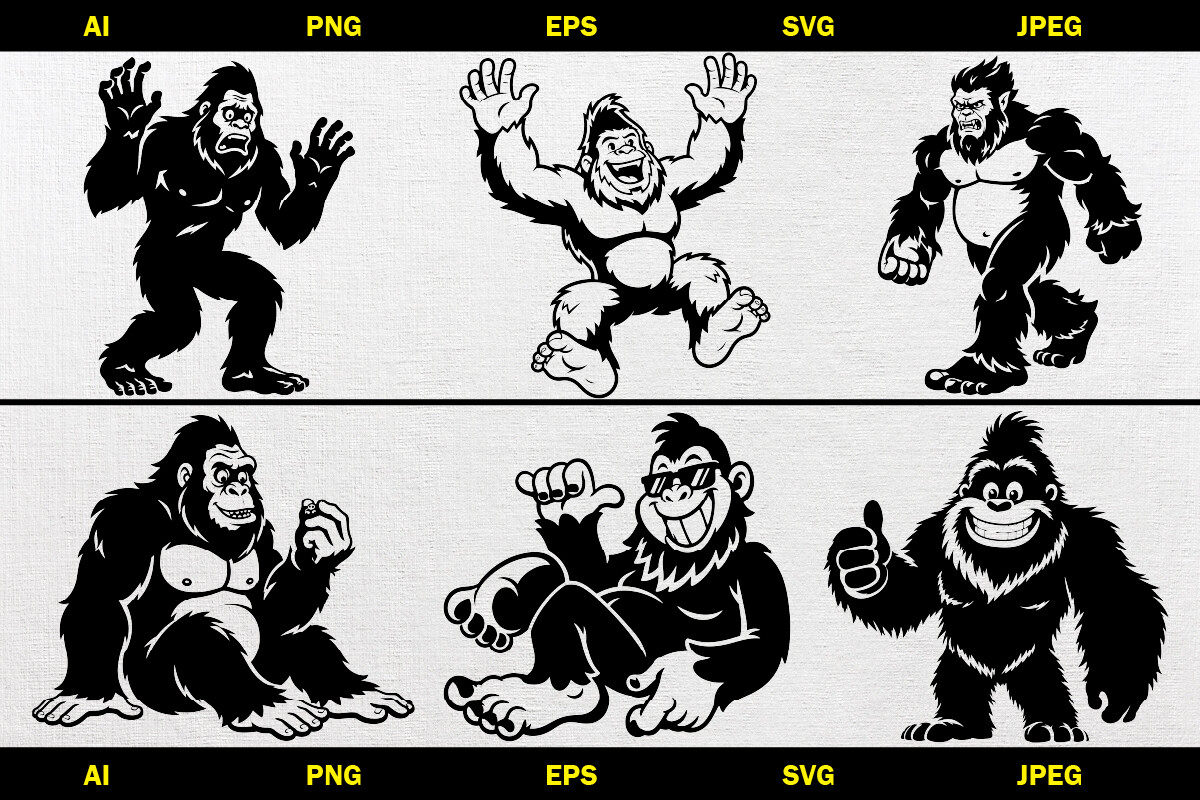 Funny Bigfoot Silhouette Bundle SVG- PNG Graphic by T-SHIRT DESIGN ...