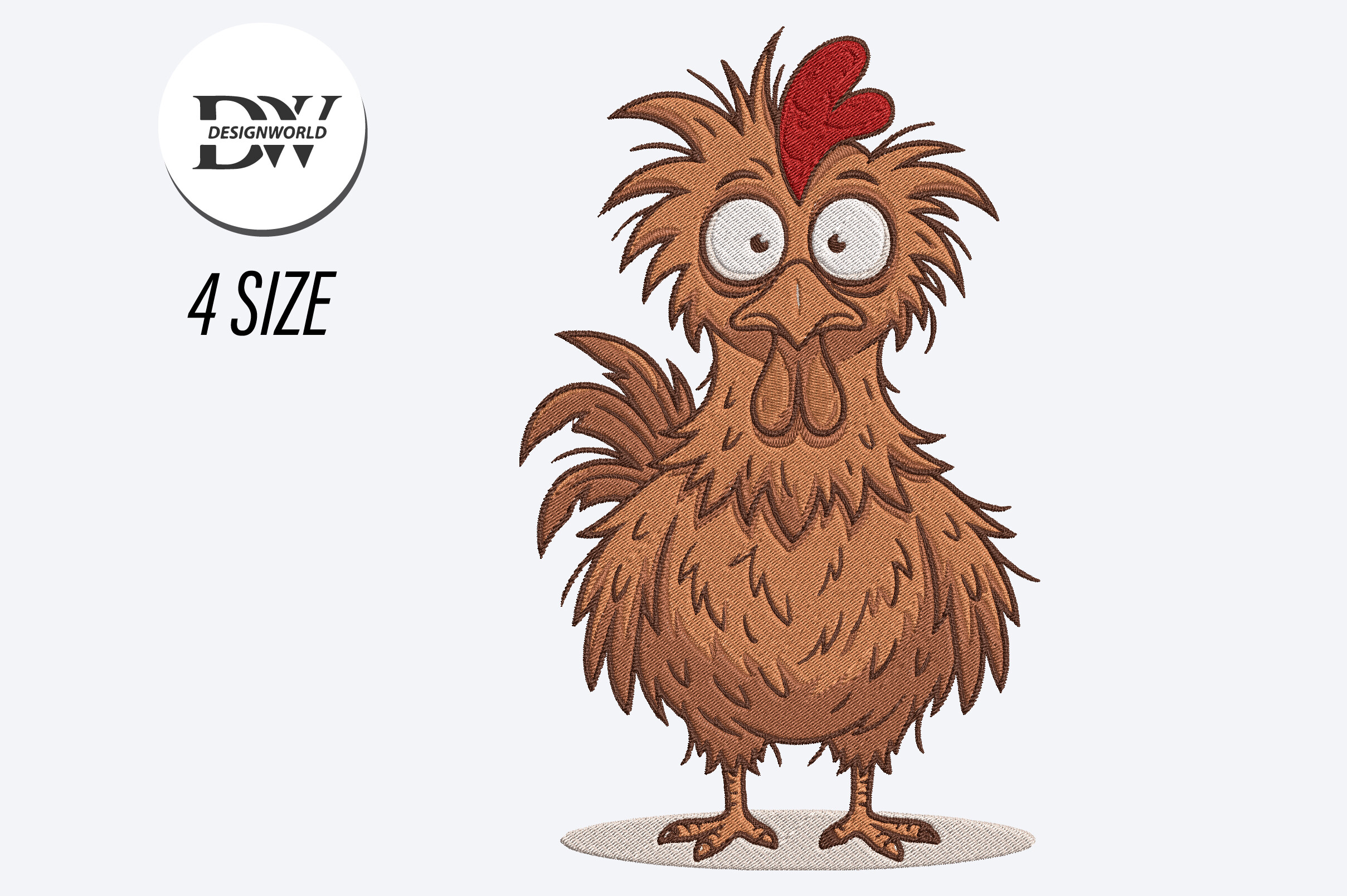 Funny Chicken Crazy Embroidery Design · Creative Fabrica