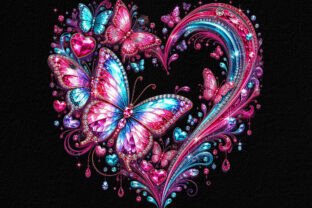 Glitter Butterfly Heart Diamond PNG Art Graphic by CreativeArt ...