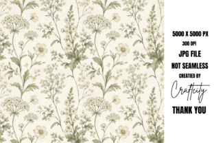Green Toile Watercolor Digital Paper Bun Graphic by Craftcity ...