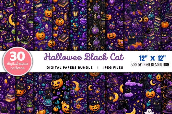 Halloween Black Cat Pumpkin Backgrounds Graphic by Styled Stock Mock ...
