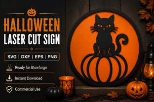 Halloween Cat Laser Cut Sign SVG · Creative Fabrica