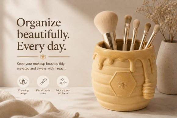 Honey Pot Makeup Brush Holder · Creative Fabrica