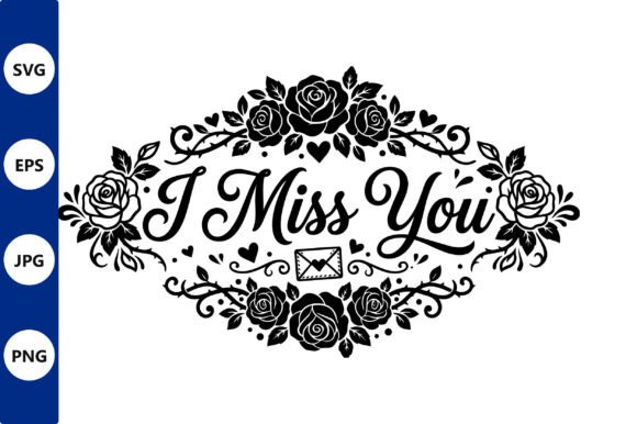 I Miss You Floral Rose Envelope Graphic by Cute Things · Creative Fabrica