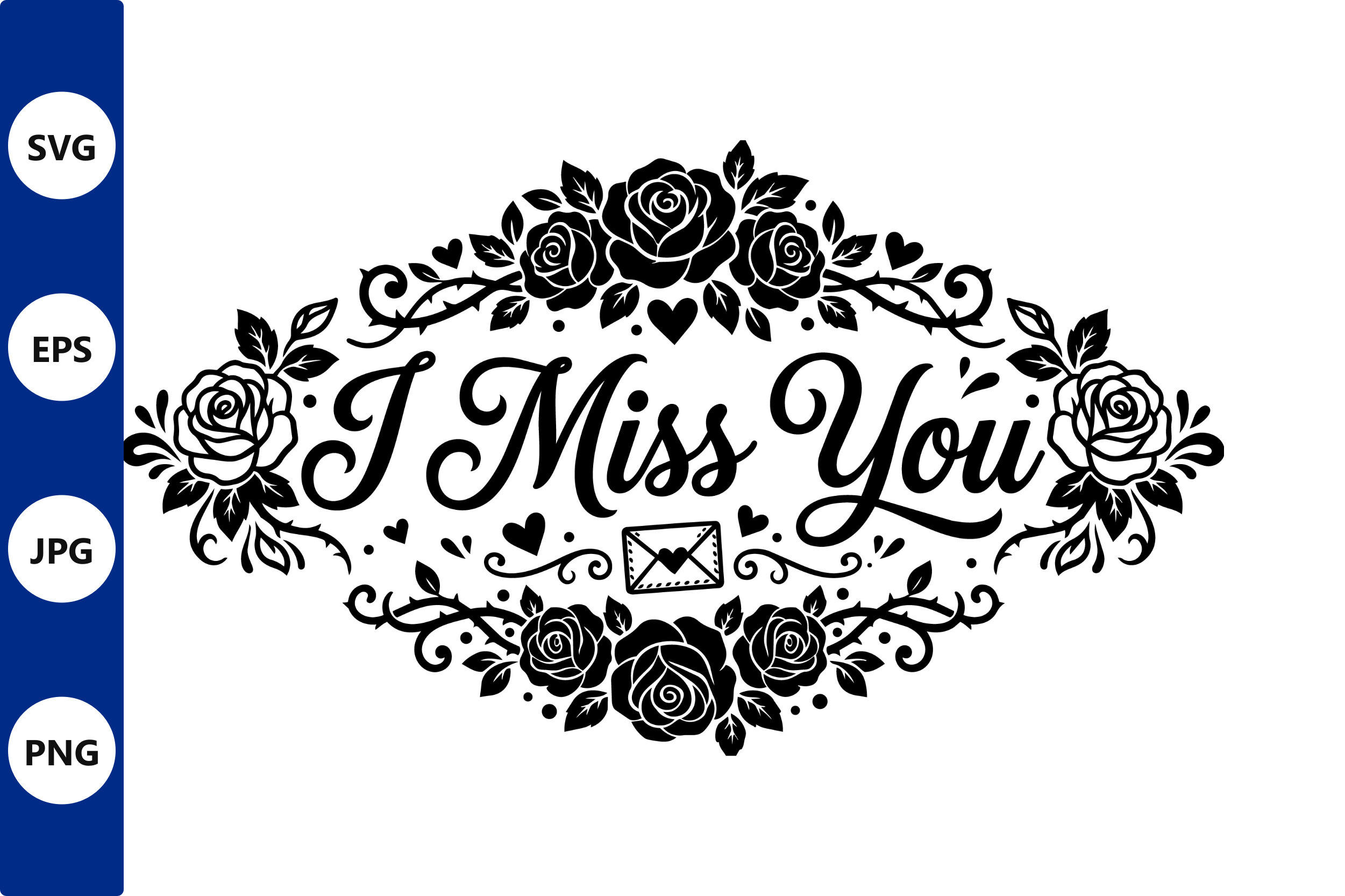 I Miss You Floral Rose Envelope Graphic by Cute Things · Creative Fabrica