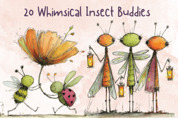 Insect Buddies Whimsical Clipart Graphic by giraffecreativestudio ...