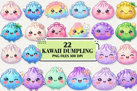Kawaii Glitter Dumpling Clipart Bundle Graphic by Artistic Garden ...