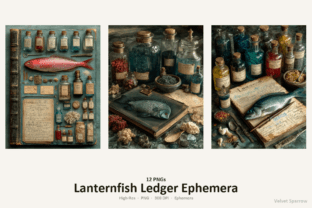 Lanternfish Ledger Ephemera Graphic by Velvet.Sparrow · Creative Fabrica