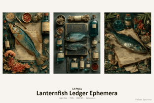 Lanternfish Ledger Ephemera Graphic by Velvet.Sparrow · Creative Fabrica