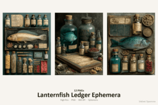 Lanternfish Ledger Ephemera Graphic by Velvet.Sparrow · Creative Fabrica