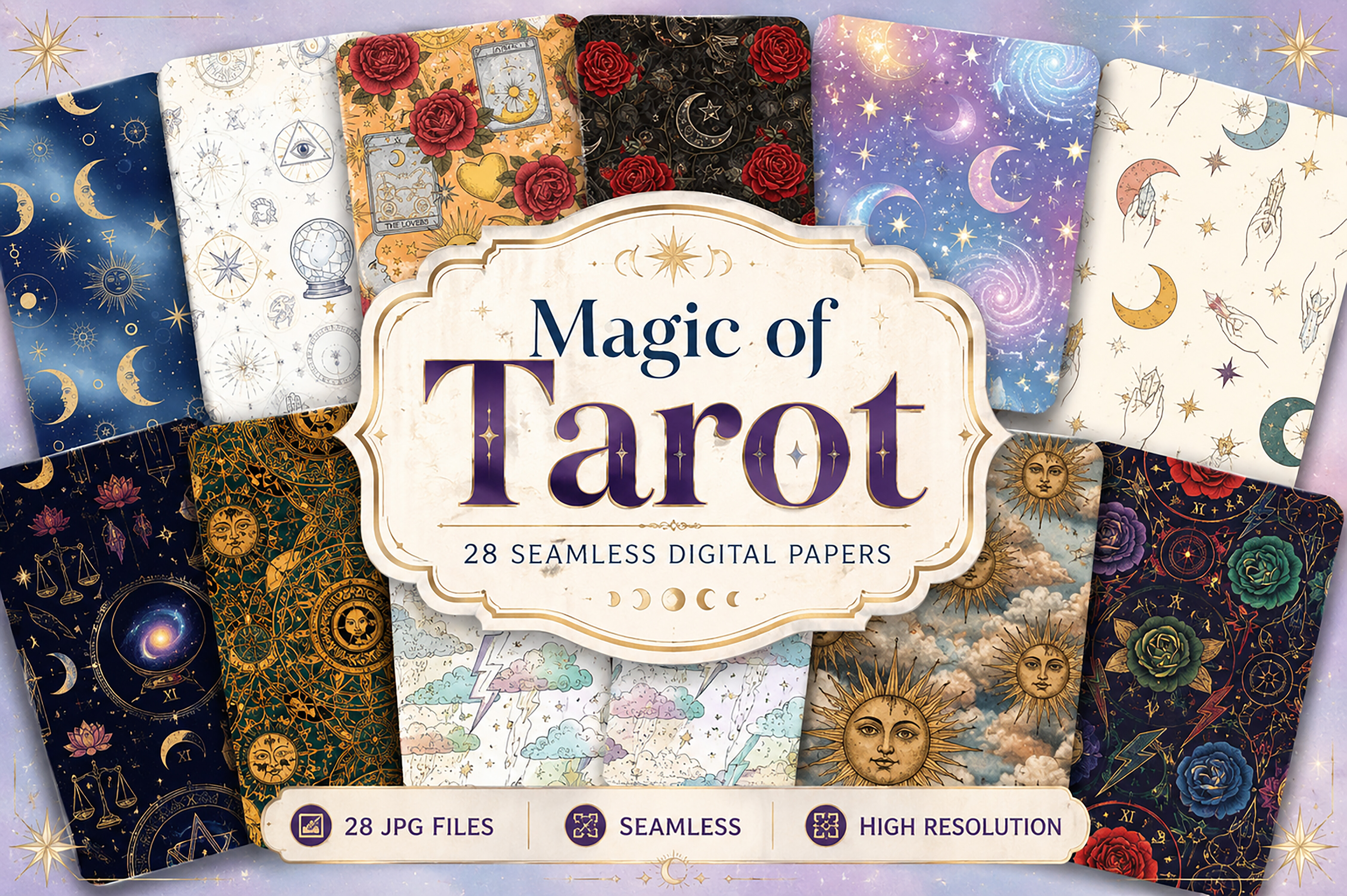 Magic of Tarot Seamless Digital Bundle Graphic by T.D. House · Creative ...