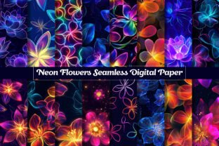 Neon Flowers Seamless Digital Paper Graphic by Dream Creation ...
