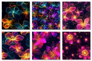 Neon Flowers Seamless Digital Paper Graphic by Dream Creation ...