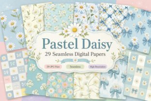 Pastel Daisy Seamless Bundle Graphic by T.D. House · Creative Fabrica