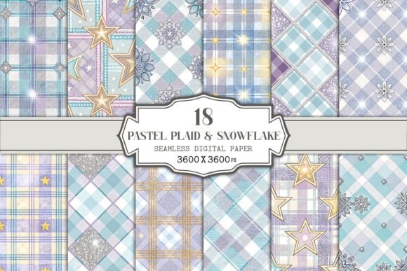 Pastel Plaid & Snowflake Seamless Graphic by Vectornest12 · Creative ...