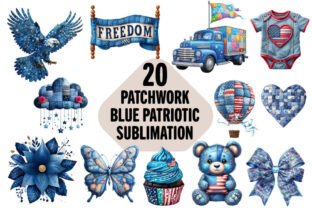 Patchwork Blue Patriotic Sublimation Graphic by PS Digital Art ...
