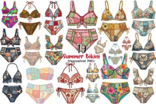 Patchwork Summer Bikini Clipart PNG Graphic by SinaCreation · Creative ...