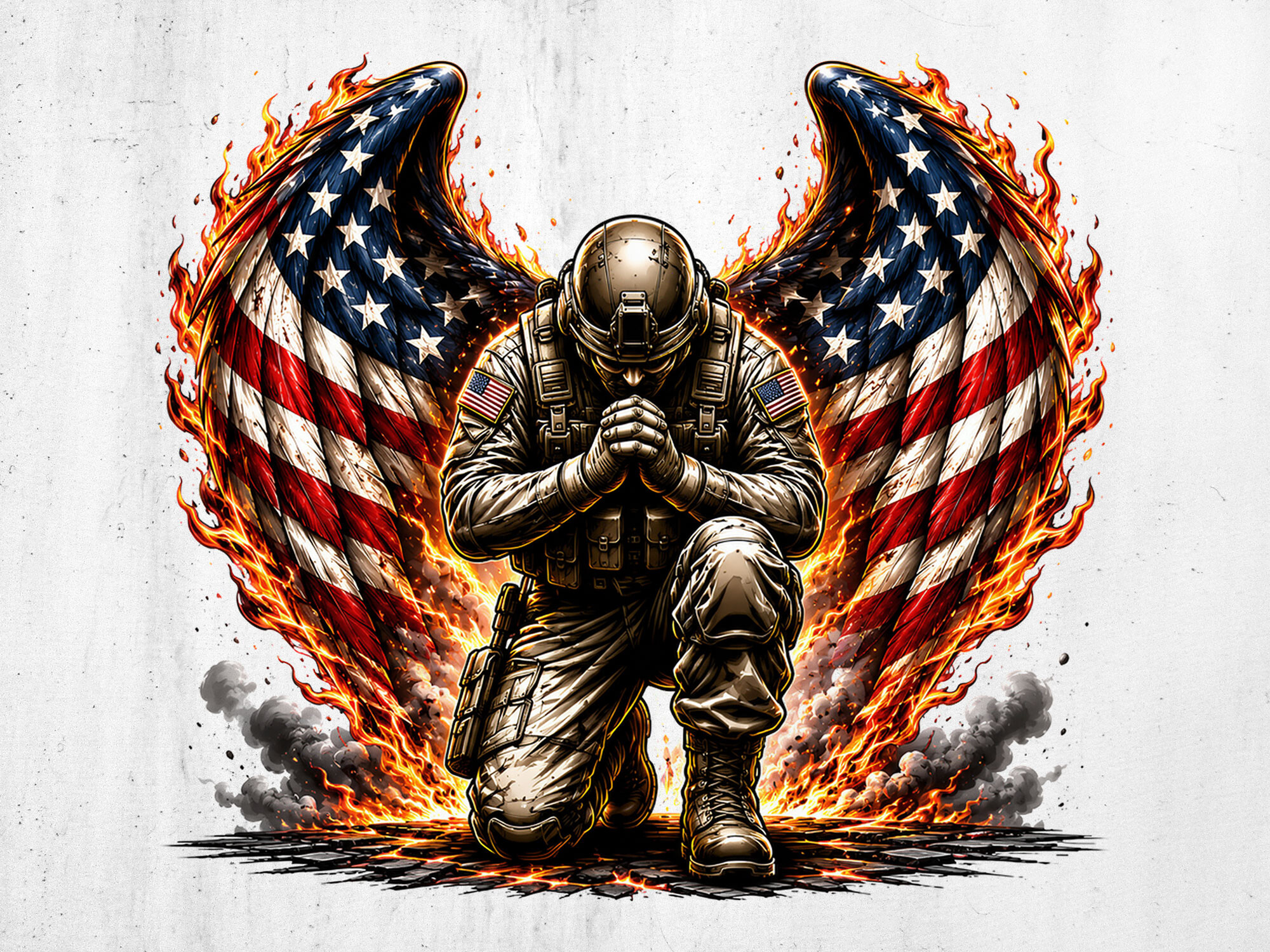Patriot Soldier Flag Wings Fire PNG Art Graphic by CreativeArt ...