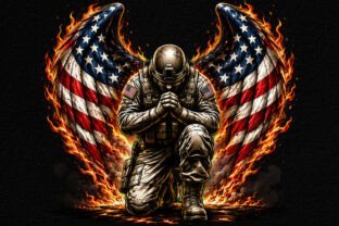 Patriot Soldier Flag Wings Fire PNG Art Graphic by CreativeArt ...