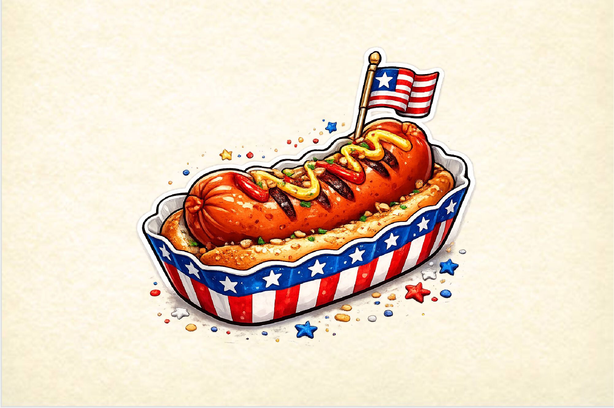 Patriotic Hot Dog Watercolor Clipart PNG Graphic by lazy kitty ...