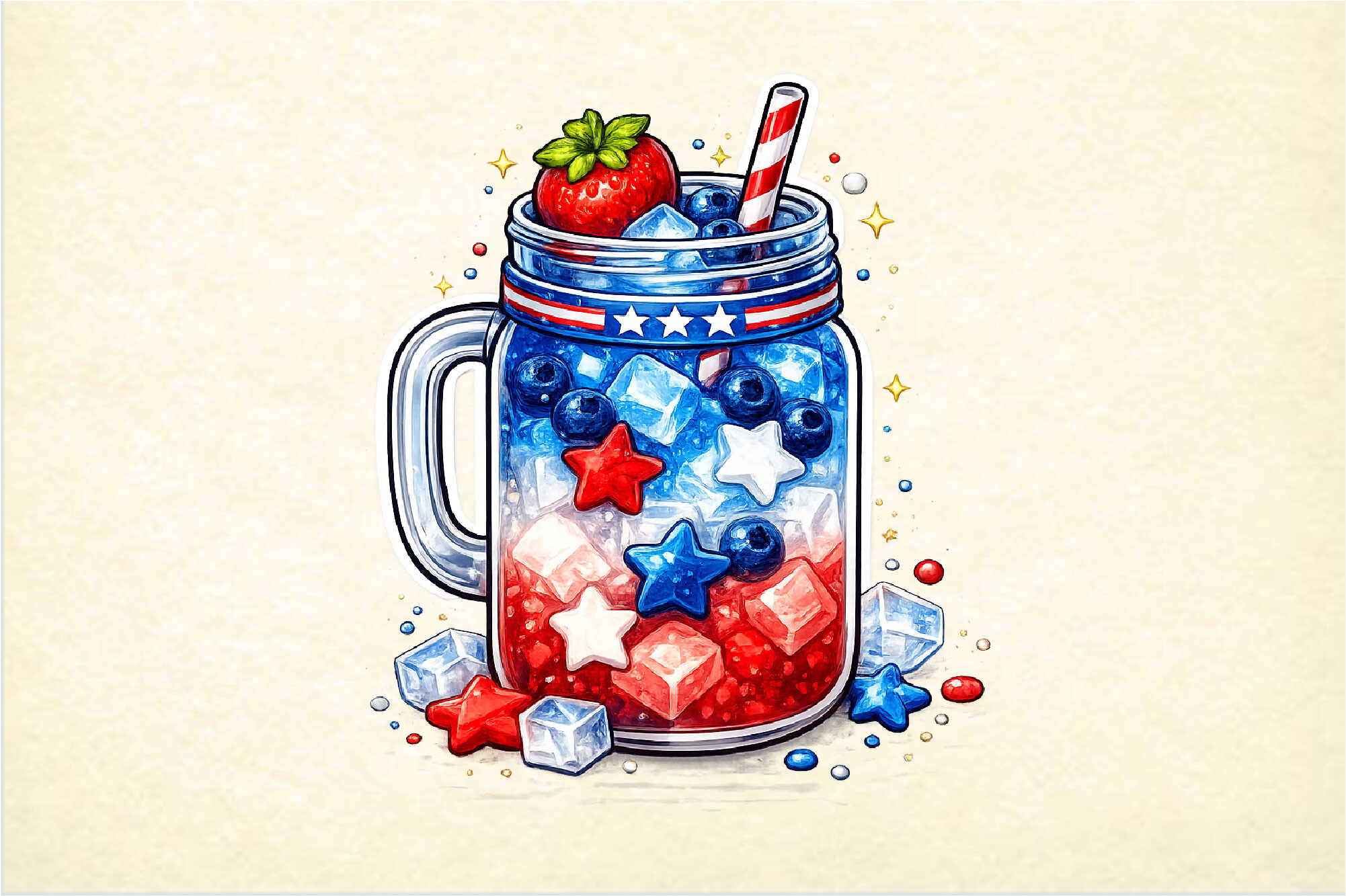 Patriotic Mason Jar Drink Watercolor Graphic by lazy kitty · Creative ...