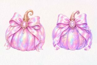 Pink Iridescent Pumpkins Clipart Graphic by Print Magic · Creative Fabrica
