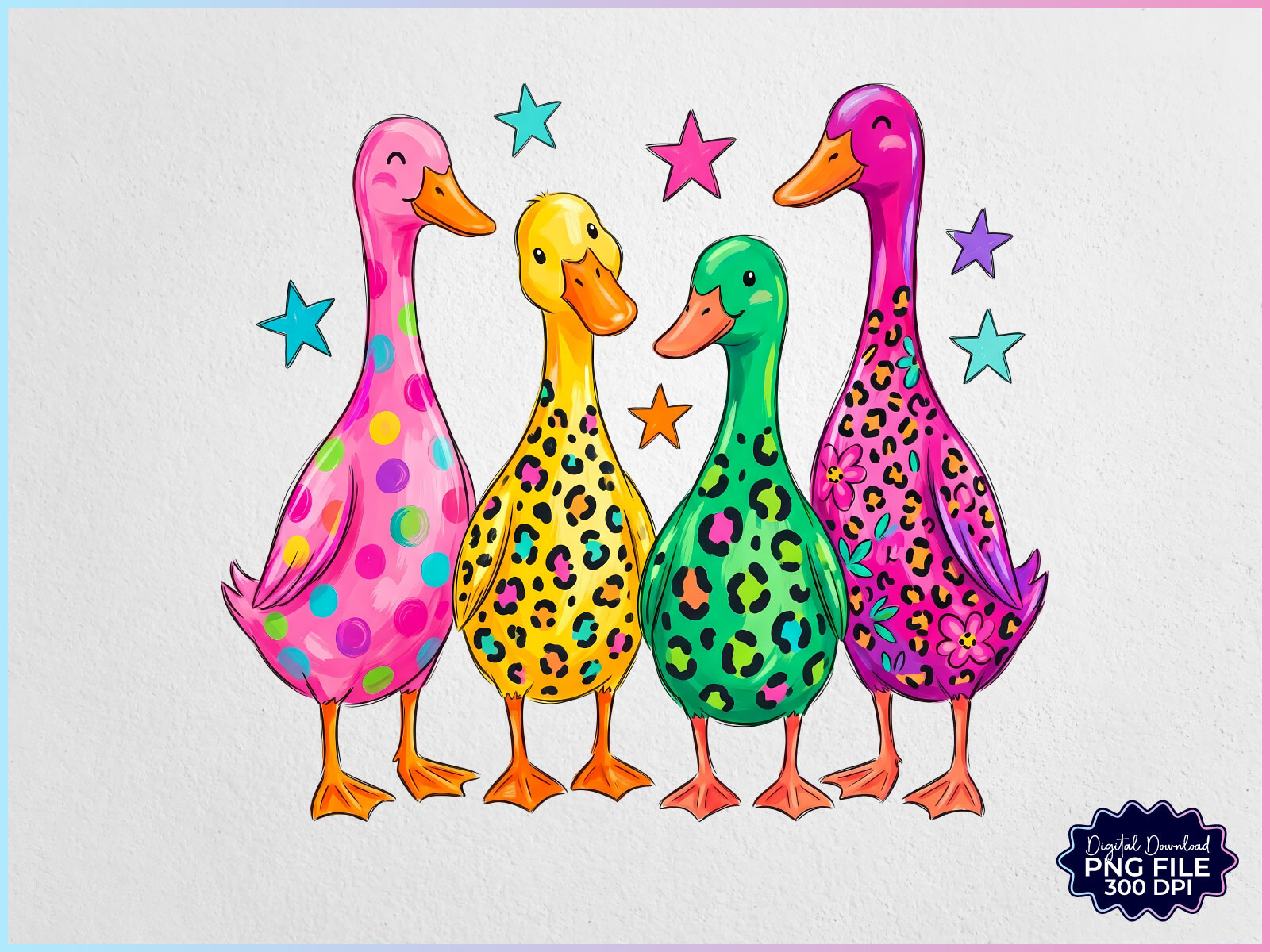 Preppy Colorful Duck PNG Graphic by Creative Community · Creative Fabrica