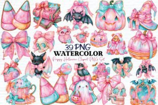 Preppy Halloween Watercolor Clipart Graphic by Artoya · Creative Fabrica