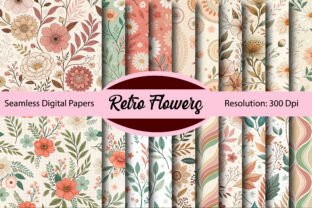 Retro Flowers Graphic by Colourful · Creative Fabrica