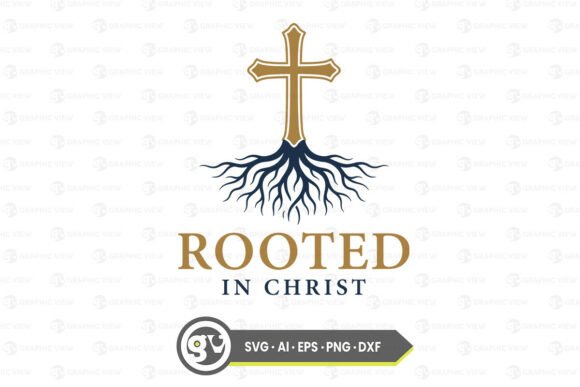 Rooted in Christ Christian Faith Cross Graphic by GraphicView ...