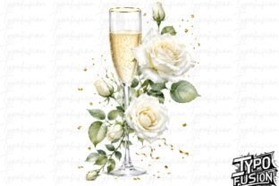 Rose Champagne Flowers Watercolor PNG Graphic by typofusion · Creative ...